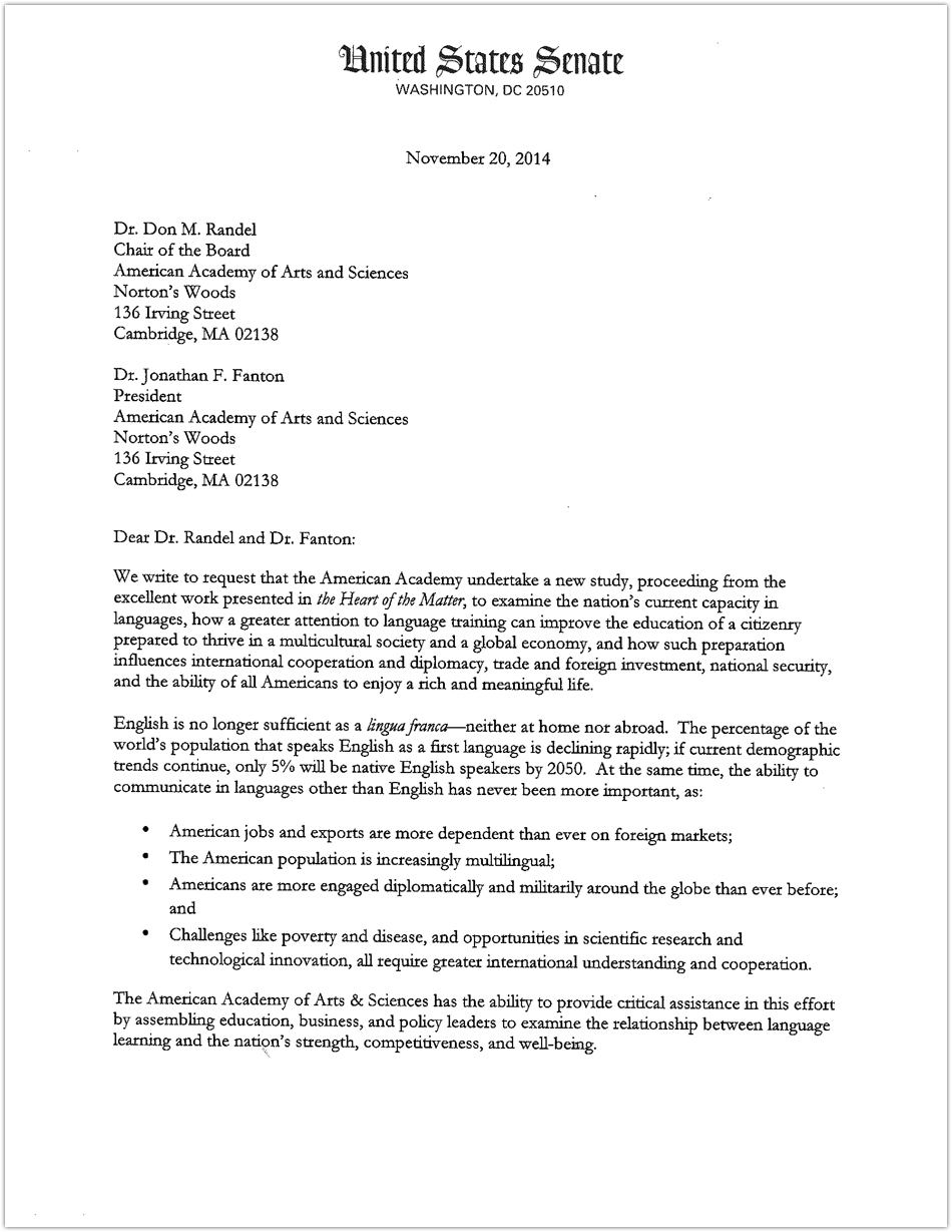 Congressional Letters - American Academy of Arts & Sciences